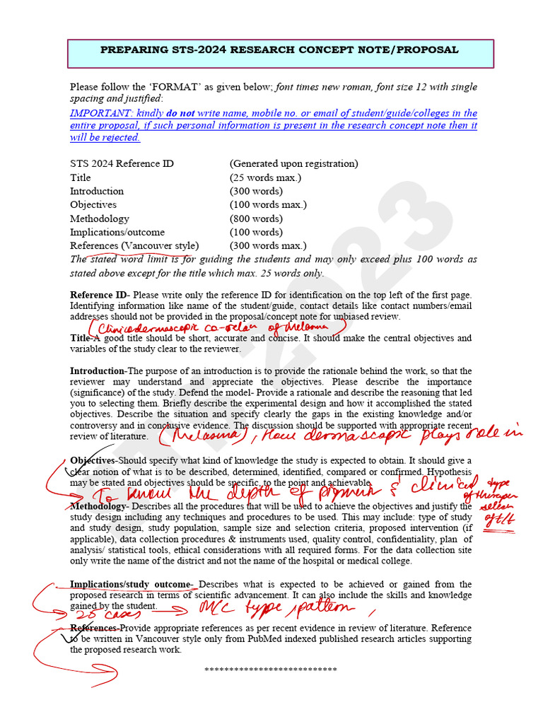 Format For STS 2024 Research Concept Note | PDF