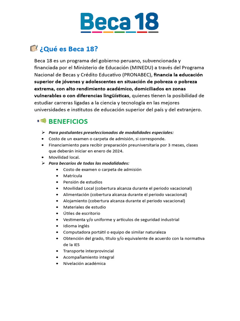 Qué Es Beca 18 | PDF