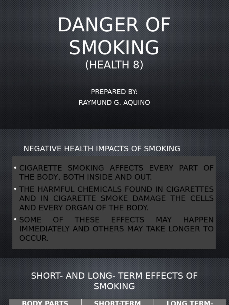 Health 8 QRTR 4 DANGERS OF SMOKING | PDF