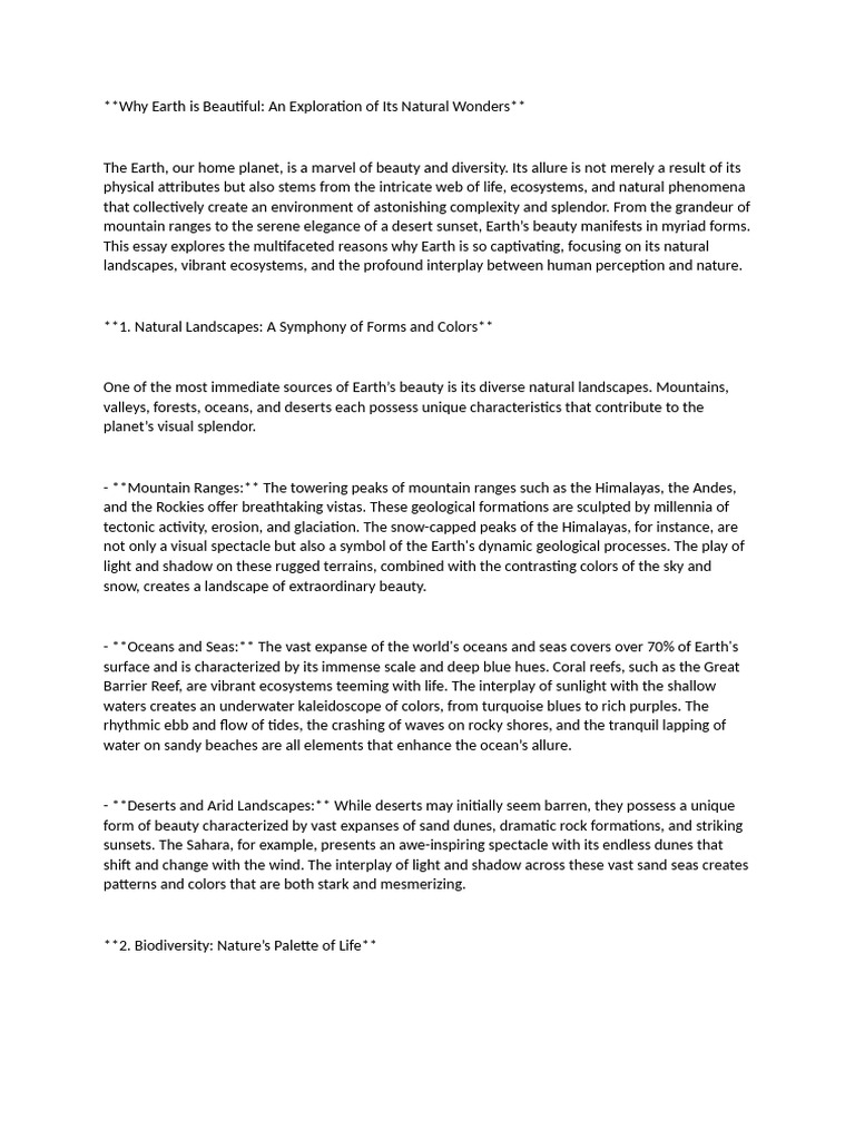 Why Earth Is Beautiful | PDF