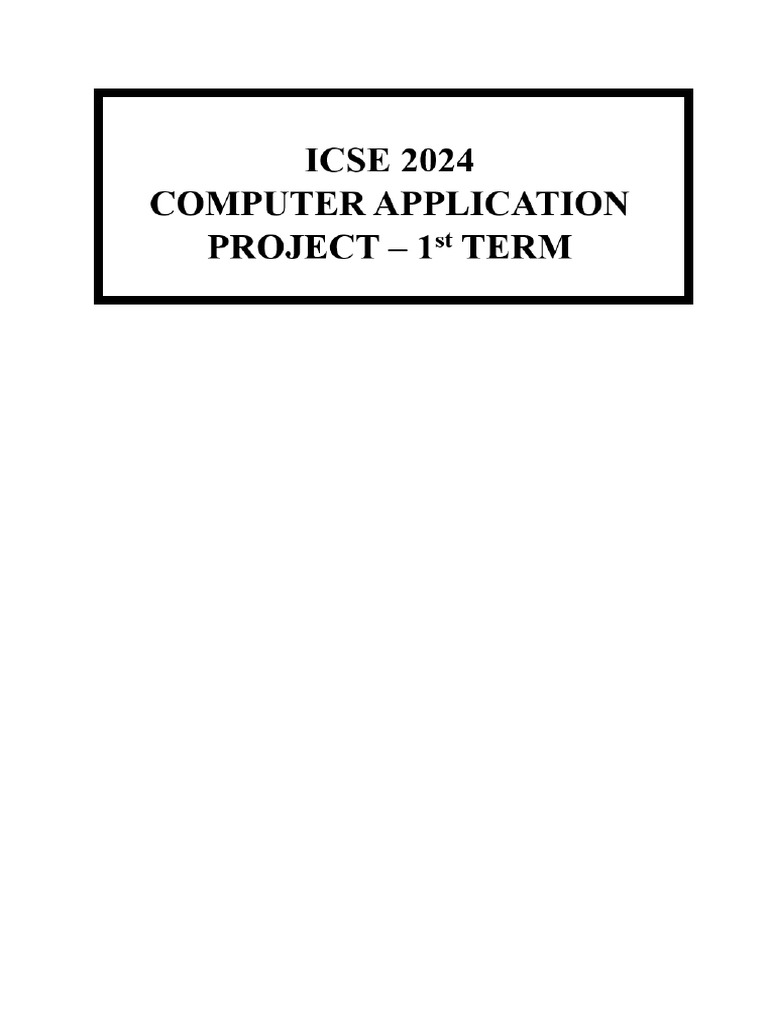 ICSE 2024 Comp Application Proj | PDF