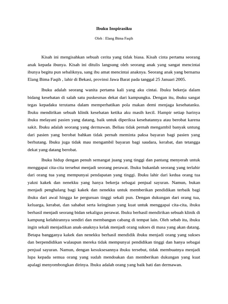 Cerpen-Elang Bima Faqih-Ibuku Inspirasiku | PDF Cerpen-Elang Bima Faqih-Ibuku Inspirasiku | PDF