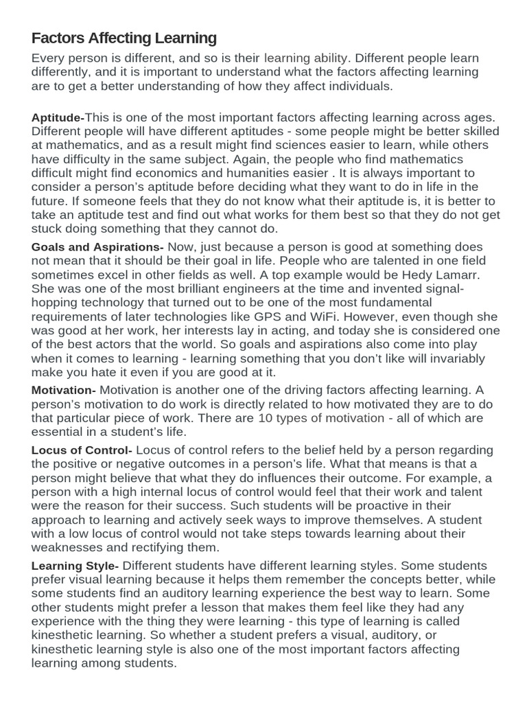 Factors in Human Learning | PDF