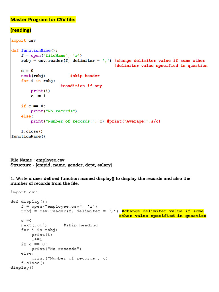 Revision CSV Answers | PDF