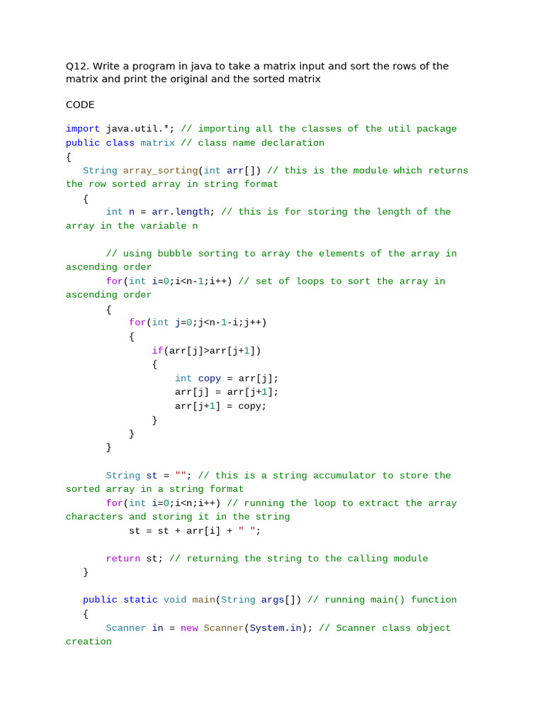 Matrix Row Sorting | PDF