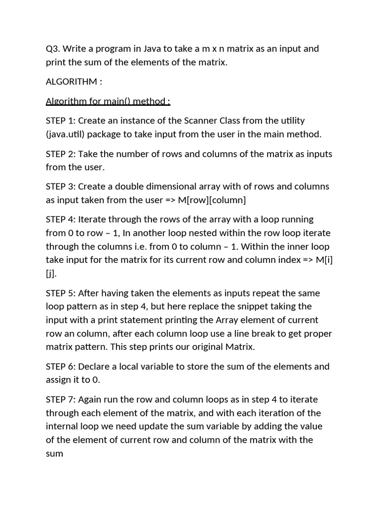 Sum of Matrix Elements | PDF