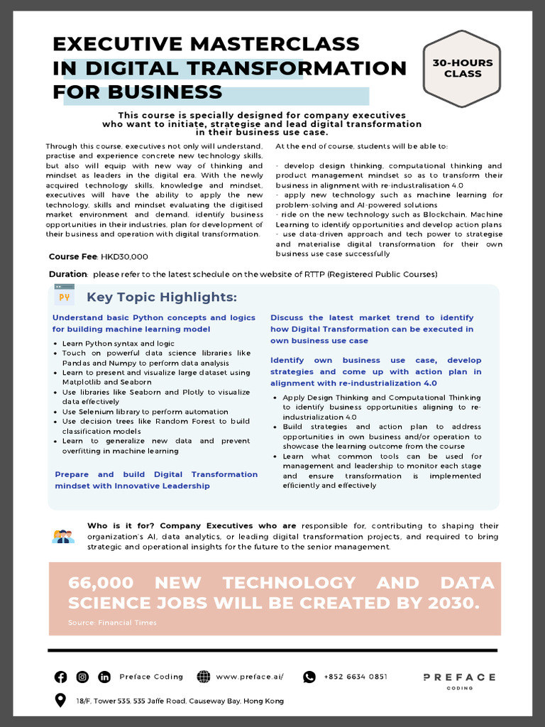 Executive Masterclass in Digital Transformation For Business - 2022 | PDF