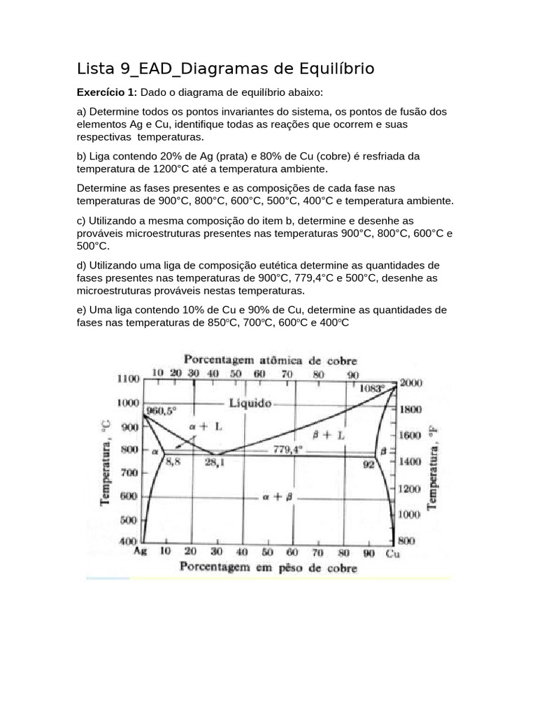 Lista 9 Diagramas de Equilíbrio | PDF