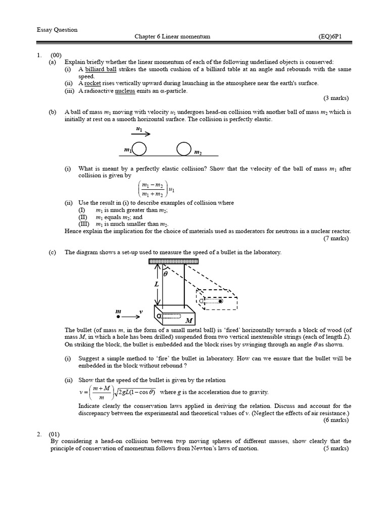 Chapter 6 Linear Momentum - EQ | PDF