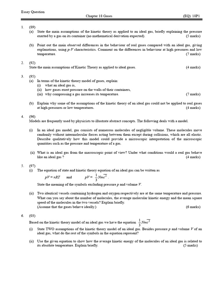 Chapter 18 Gases - EQ | PDF