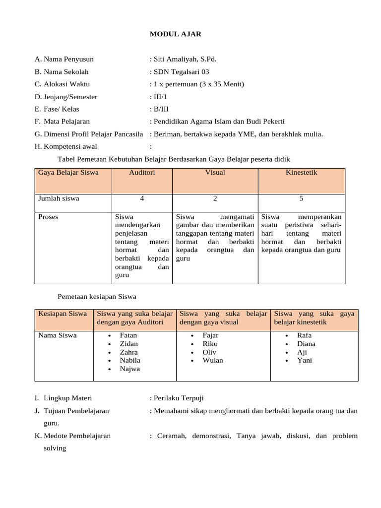 III SMT 1 Berbakti | PDF