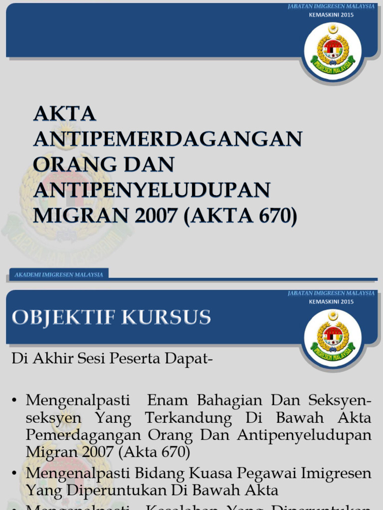 Penguatkuasa Akta Antipemerdagangan Orang Dan Antipenyeludupan Migran | PDF