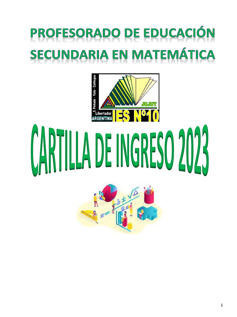 Ingreso Matematica 2023 Cartilla | PDF