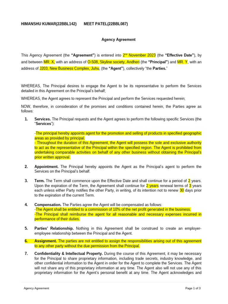 Agency Contract. | PDF