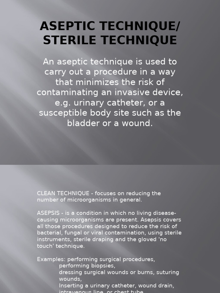 ASEPTIC TECHNIQUE powerpoint | PDF