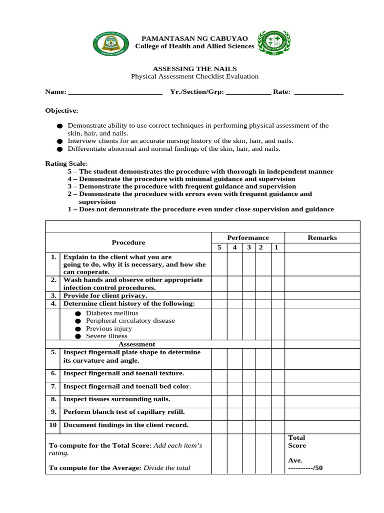 Nail Assessment | PDF