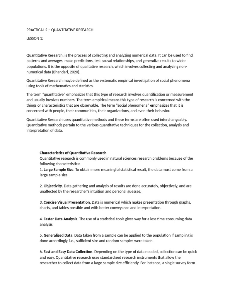 Lesson-1 | PDF | Quantitative Research | Statistics