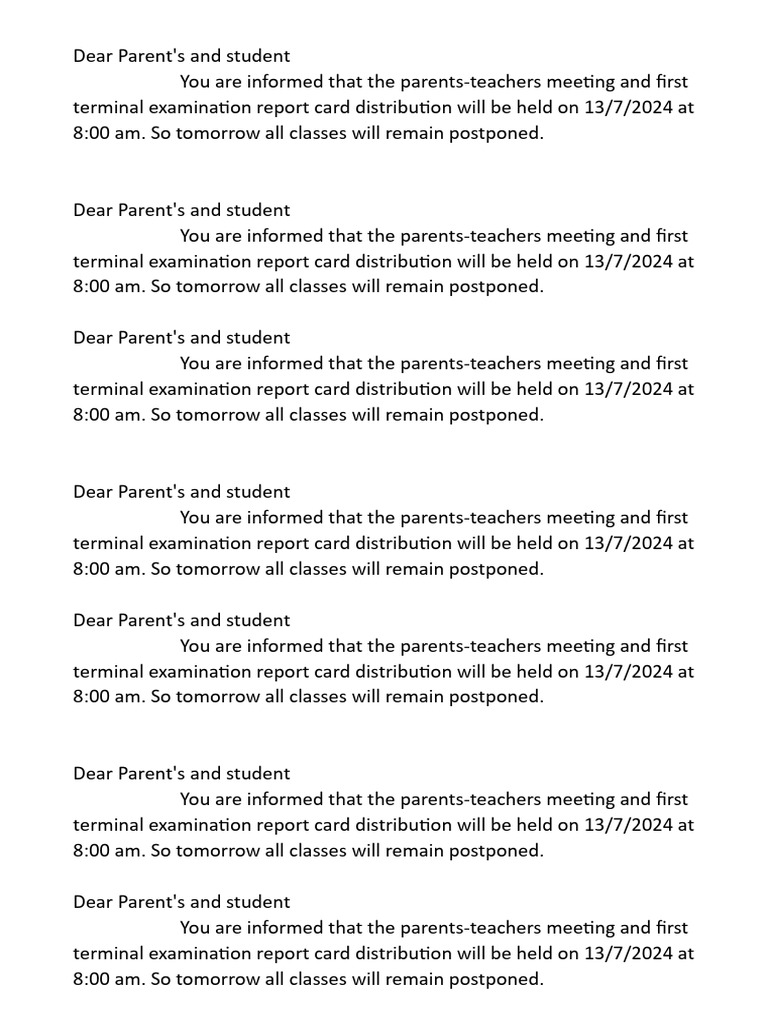 Dear Parents | PDF