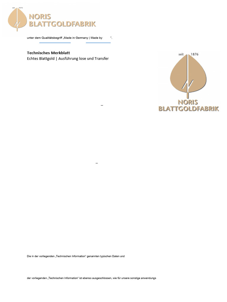 Technisches Merkblatt Gold Noris | PDF