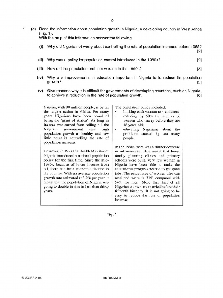 Population and Migration Exam Questions | PDF