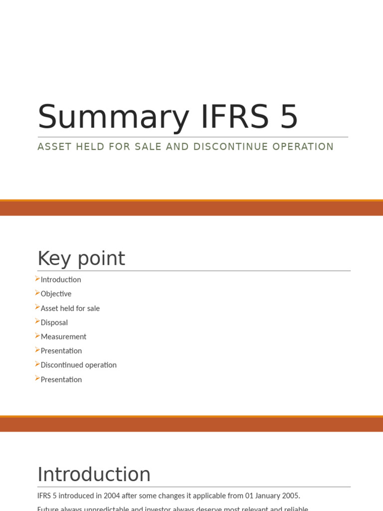 Summary IFRS 5 | PDF