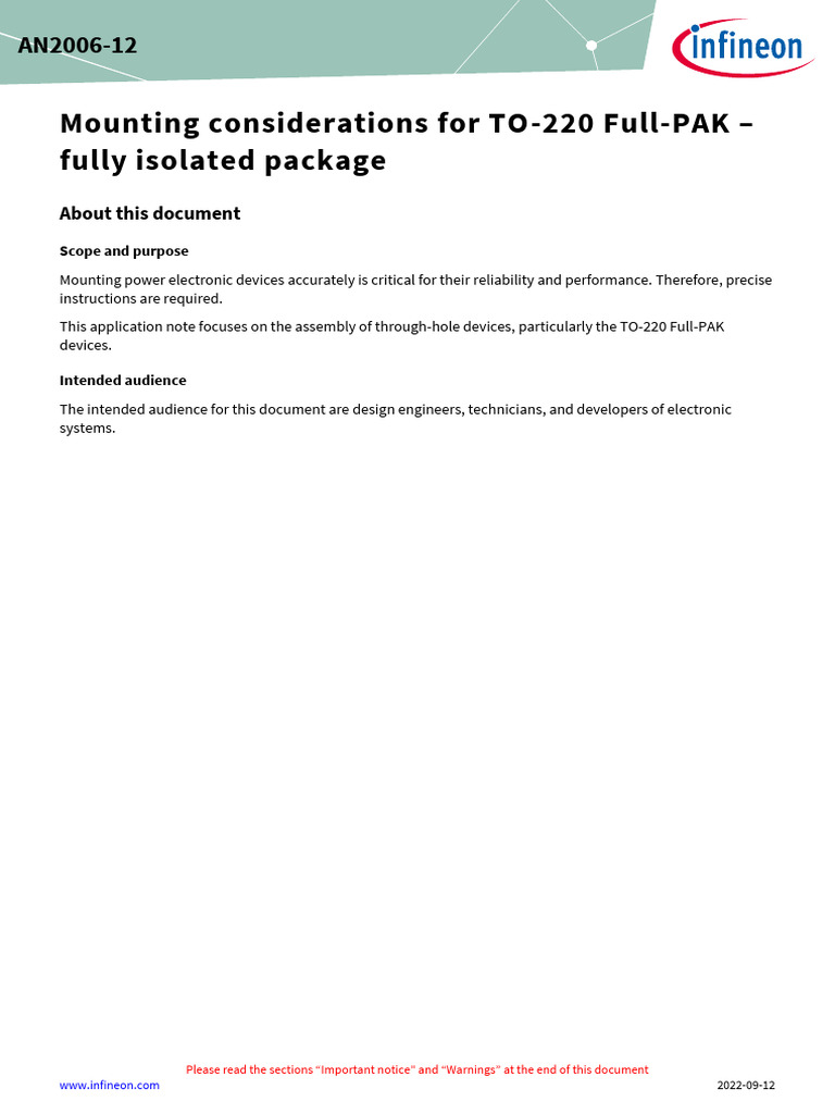 Mounting Considerations To TO-220 Full-PAK Fully Isolated Package | PDF