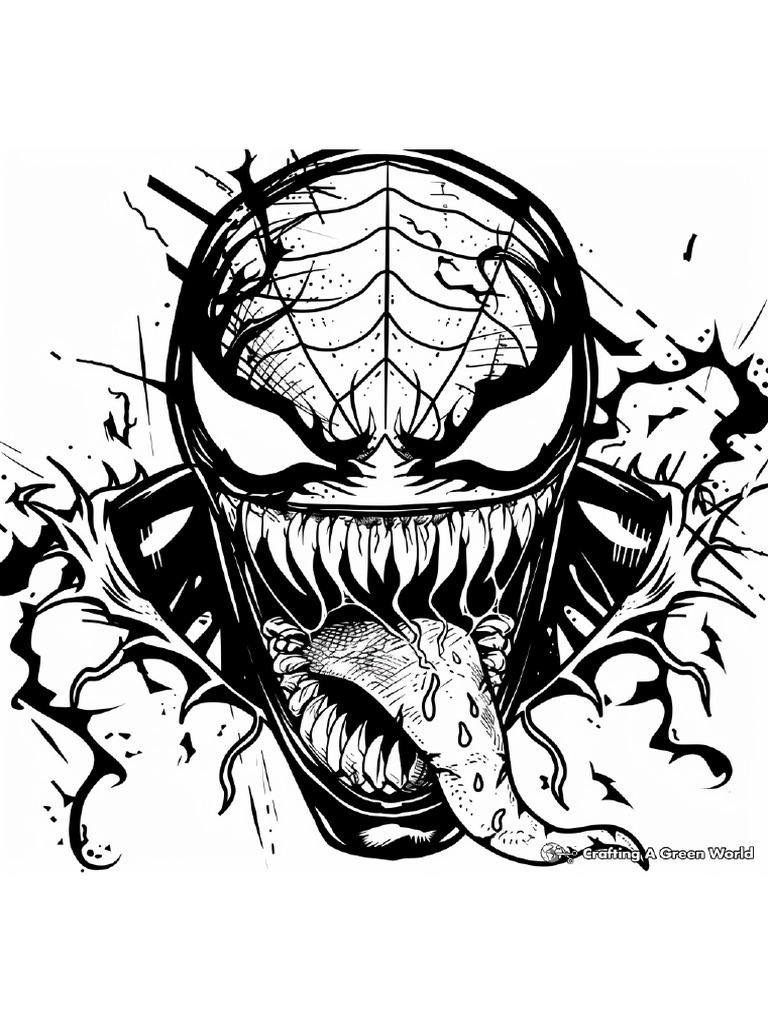 Easy Venom Face Coloring Pages For Children 3 | PDF