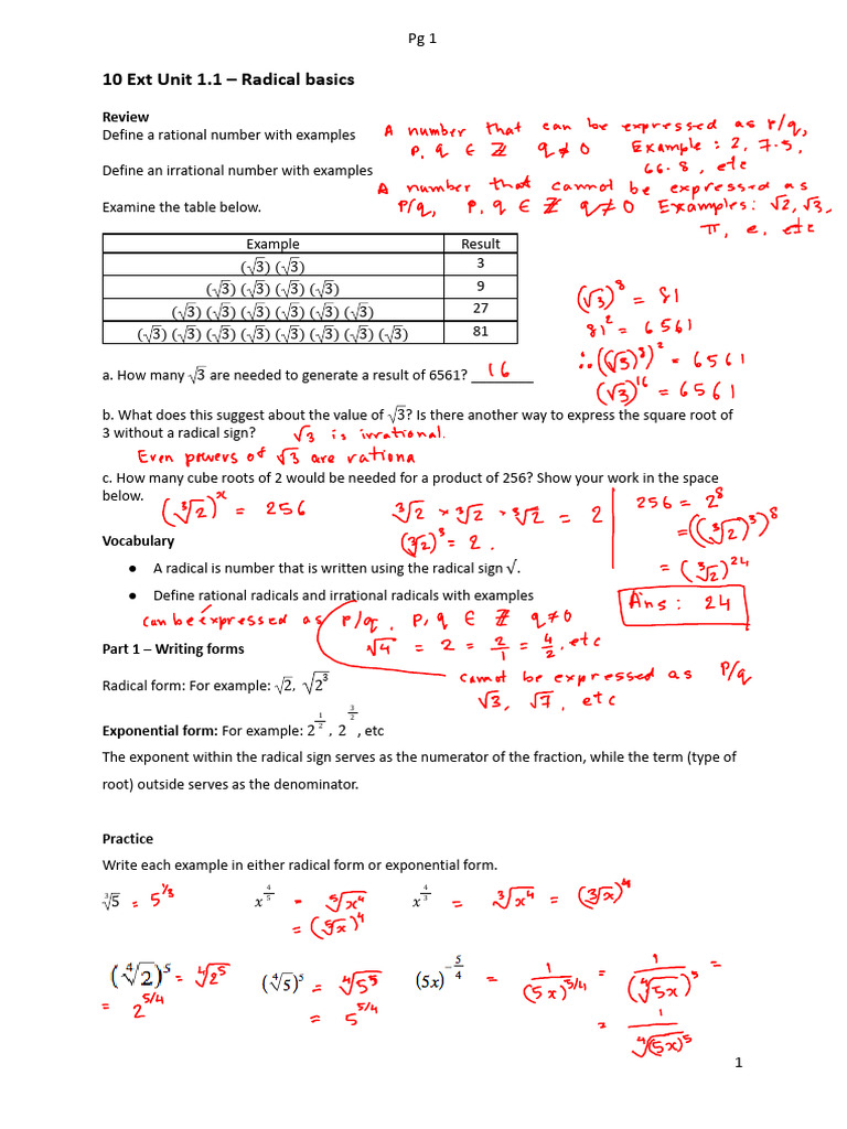 Radical Basics & Simplification Guide | PDF | Exponentiation | Square Root