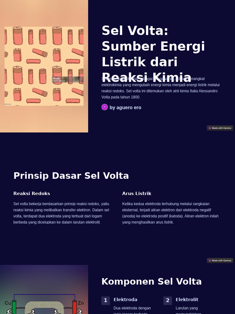 Sel Volta Sumber Energi Listrik Dari Reaksi Kimia | PDF