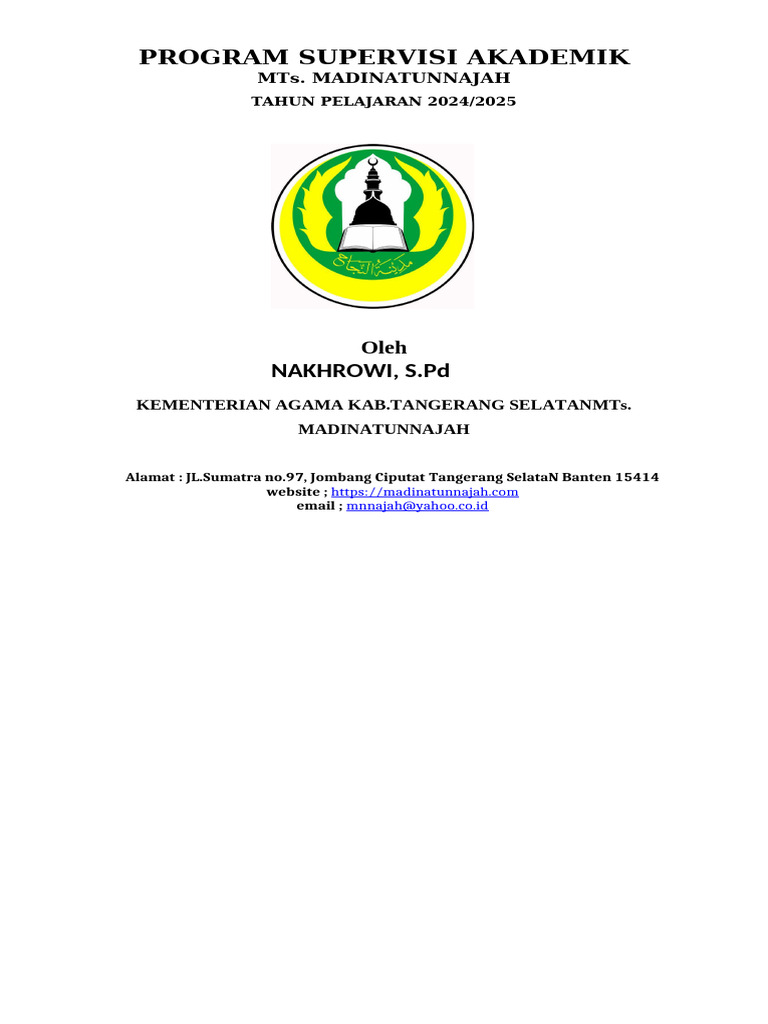 Program Supervisi Akademik 2024-2025 | PDF