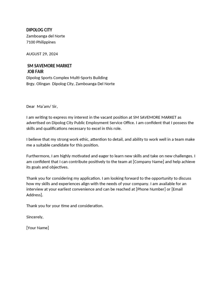 Te Sweet Application Letter | PDF