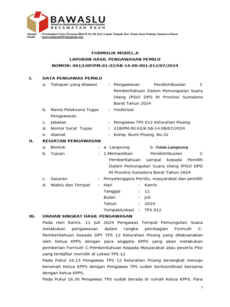 Form A Ptps 12 Kel Pisang (Pendistribusian C Pemberitahuan) | PDF