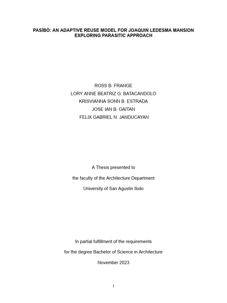 Pasíbò - An Adaptive Reuse Model For Joaquin Ledesma Mansion Exploring ...