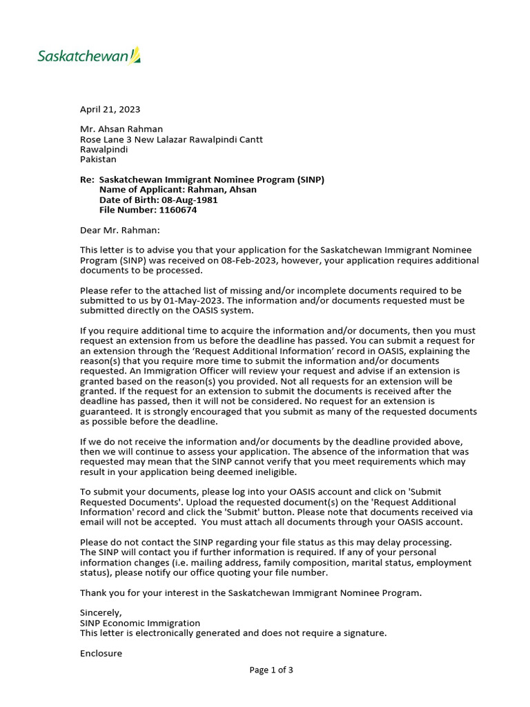 Officer S Letter of Request For Additional Information | PDF