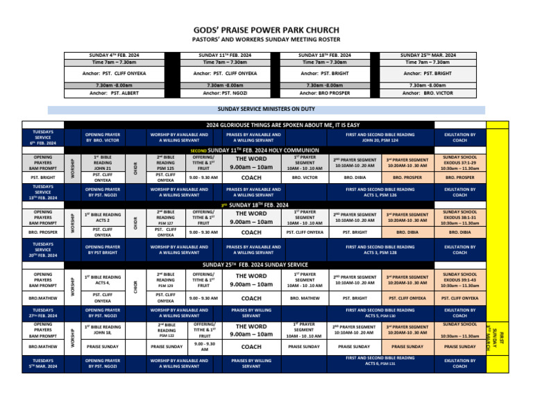 Feb Workers Roster 2024 | PDF