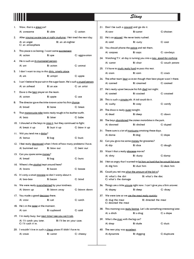 Slang Words - Test? | PDF