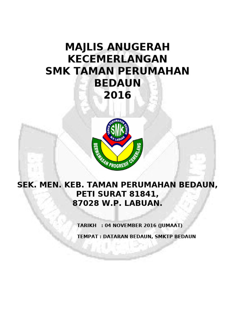 Majlis Anugerah Kecemerlangan 2016 | PDF Majlis Anugerah Kecemerlangan 2016 | PDF