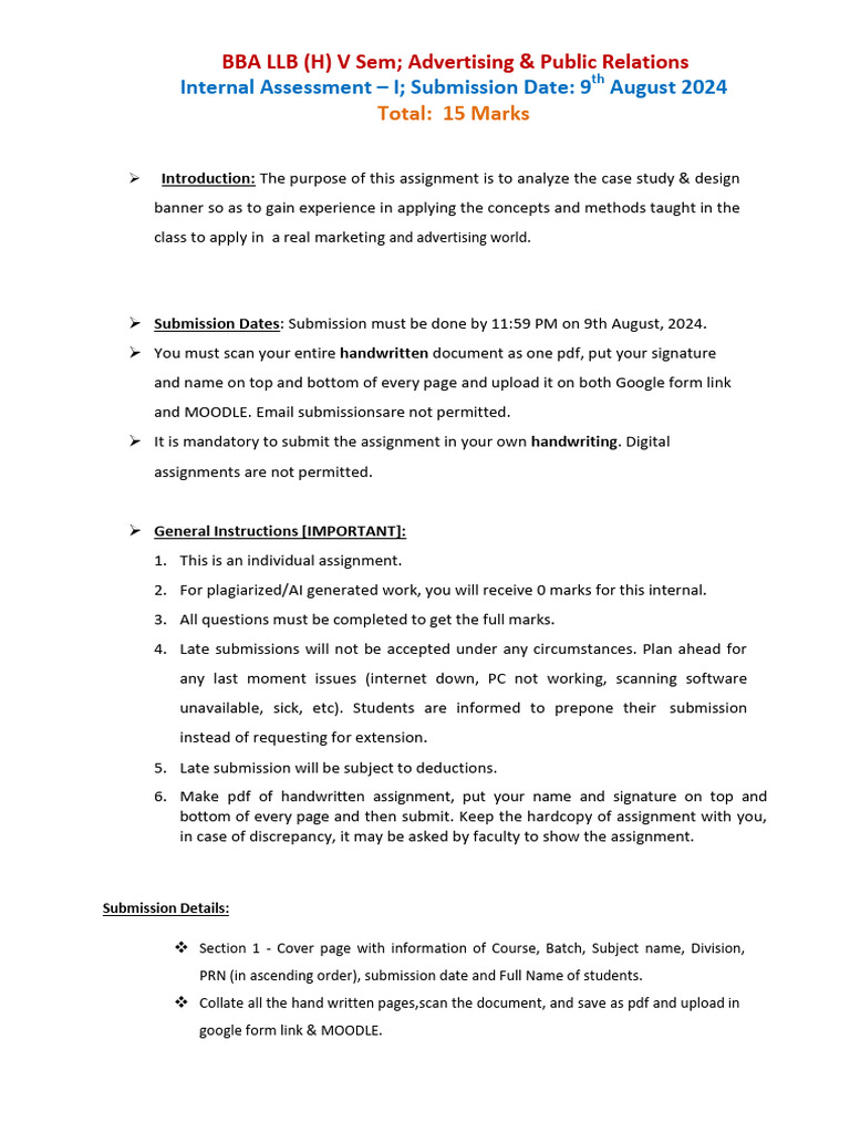 APR - I Internal Assessment - 25 JULY 2024 | PDF