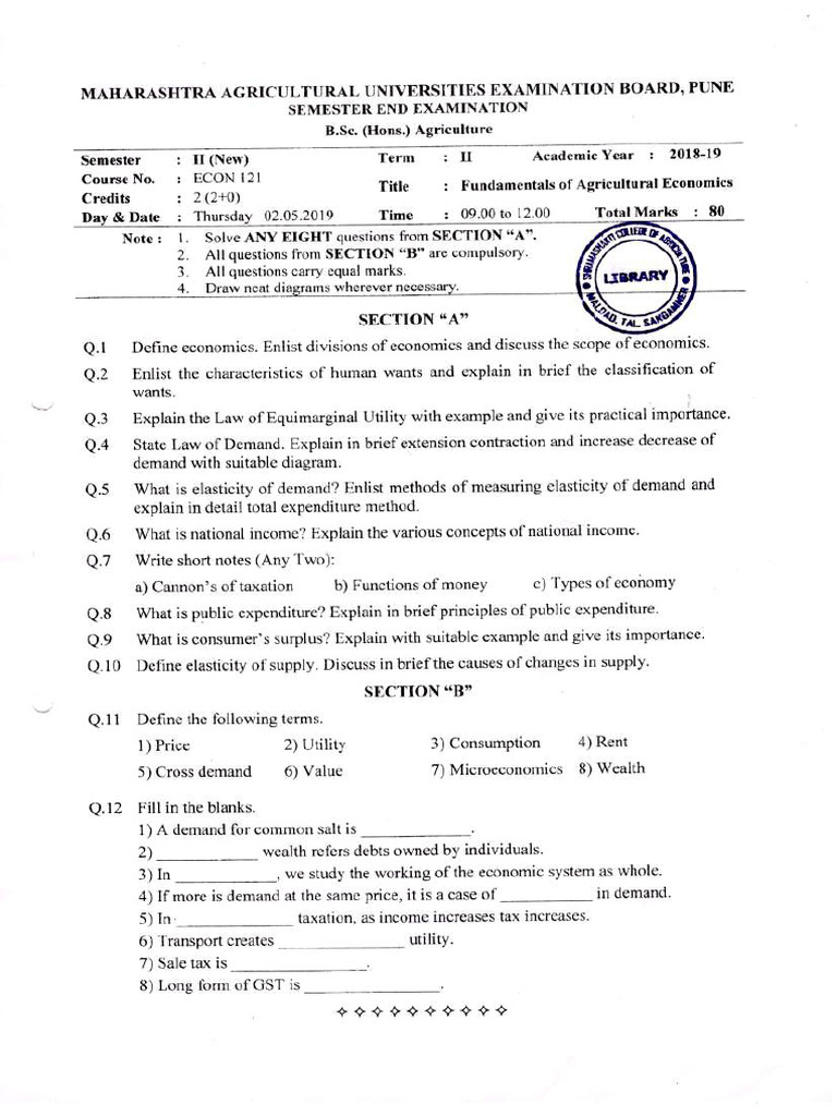 Agri 2 Sem New 2018-19 | PDF