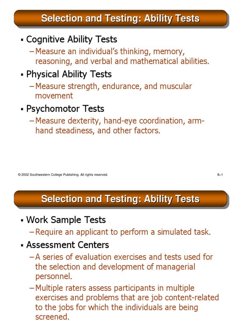 Selection and Testing: Ability Tests | Download Free PDF | Graphology ...