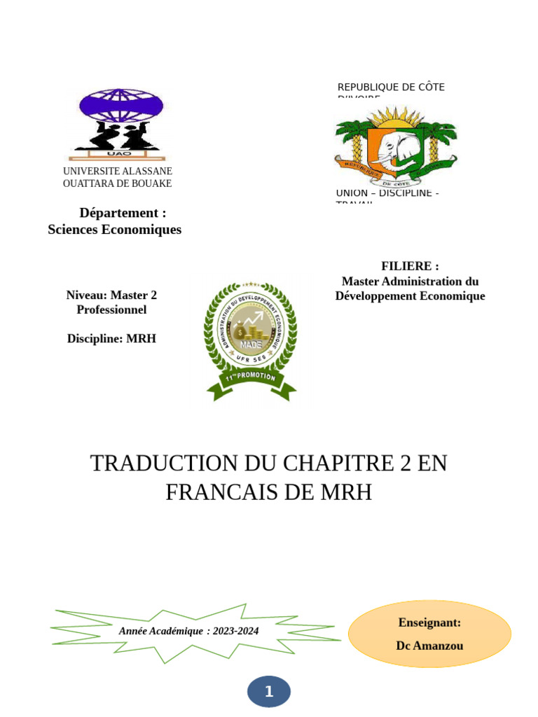 Cours MRH Chapitre 2 Traduit Par Le Groupe 2 | PDF