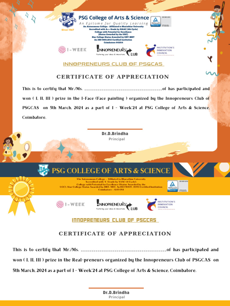 Orange Playful Painting Class Participation Certificate | PDF