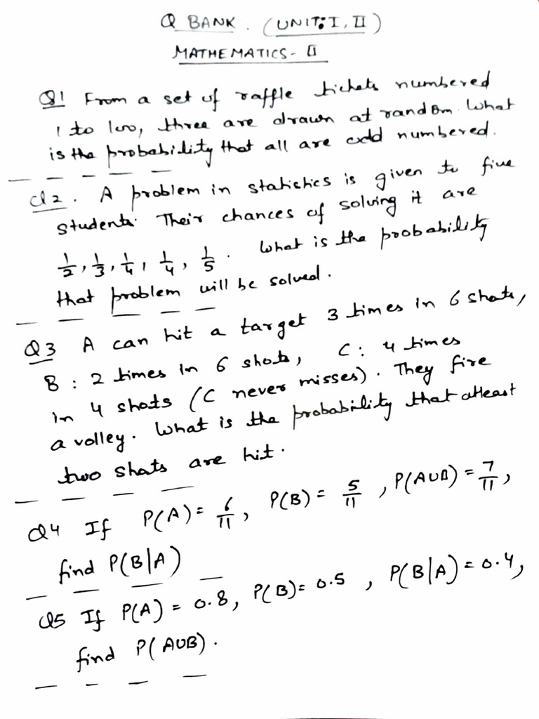 Math II Imp Qs For Sess I Probability | PDF