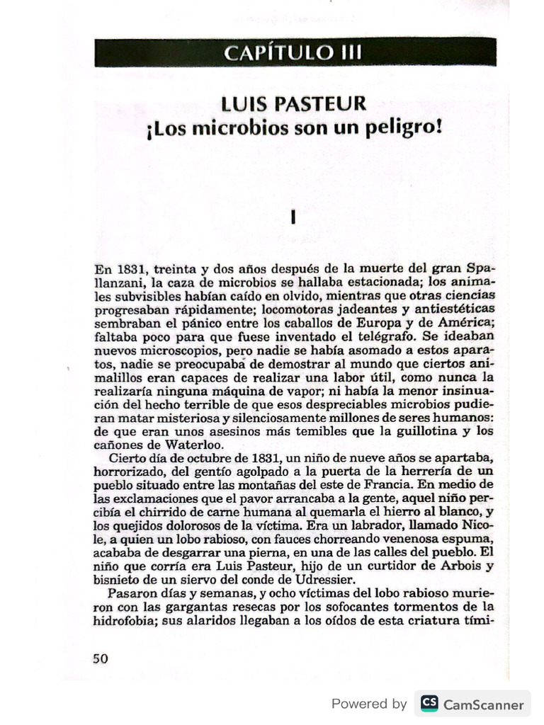 Capítulo 3 Luis Pasteur Los Microbios... CAZADORES DE MICROBIOS | PDF