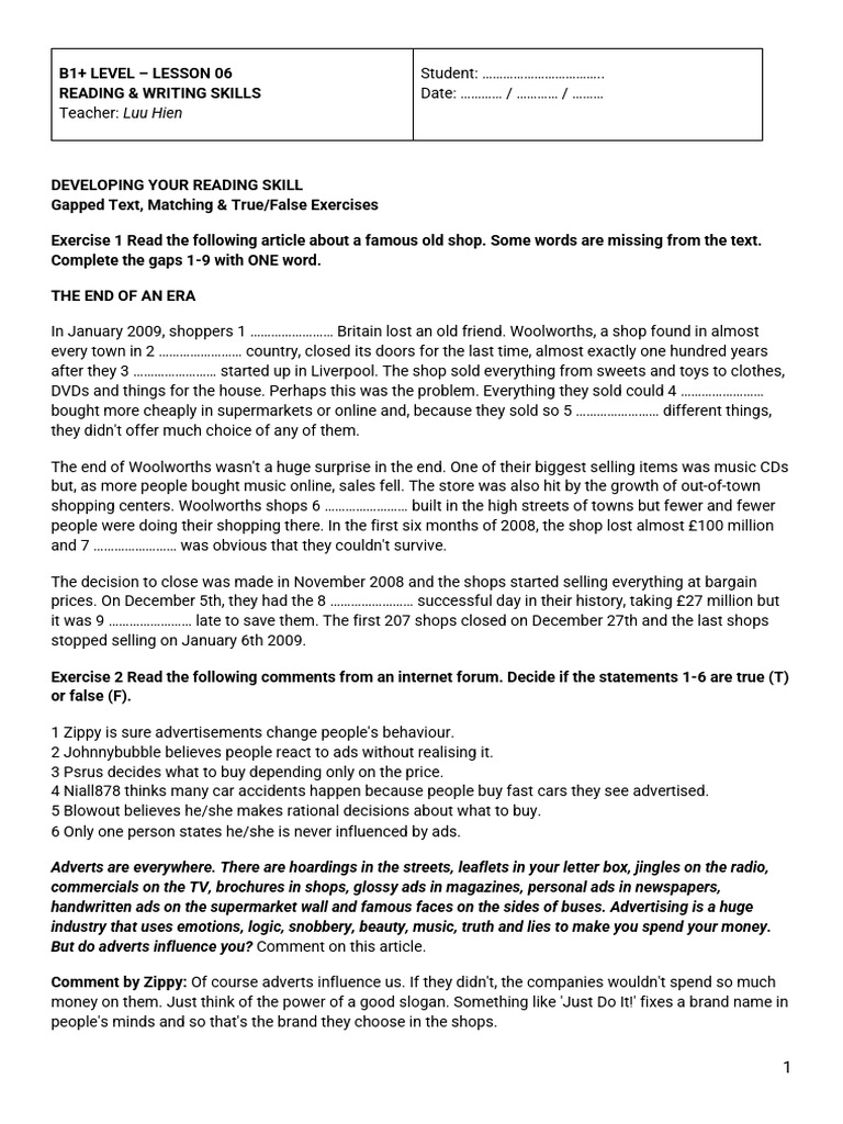 B1 Reading Writing 06 Pdf