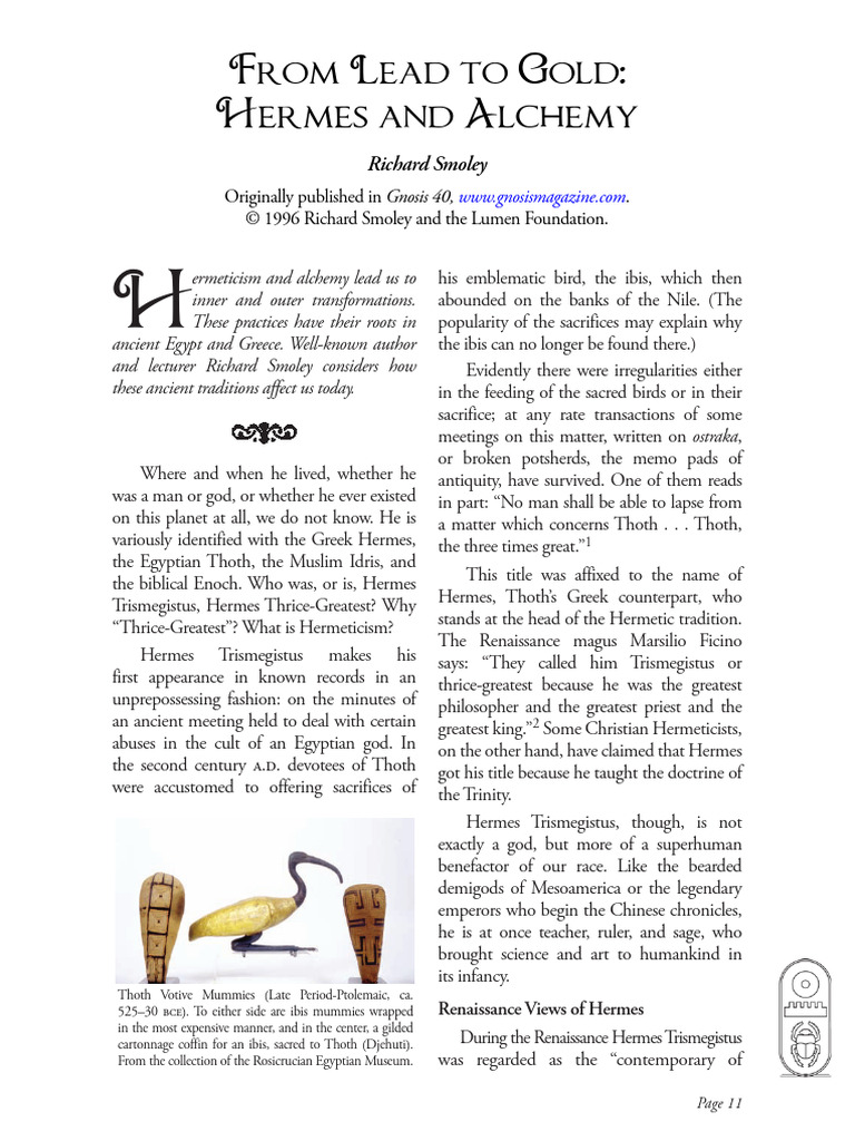 From Lead To Gold Hermes and Alchemy | PDF | Hermes Trismegistus ...