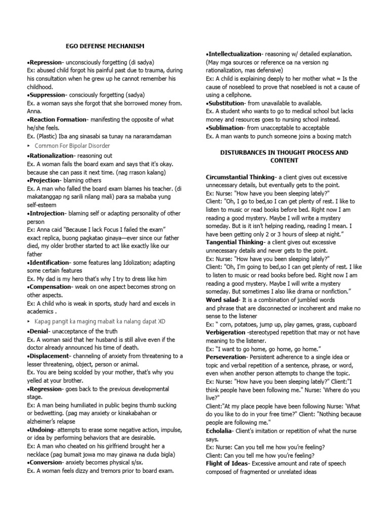 Ego Defense Mechanism | PDF