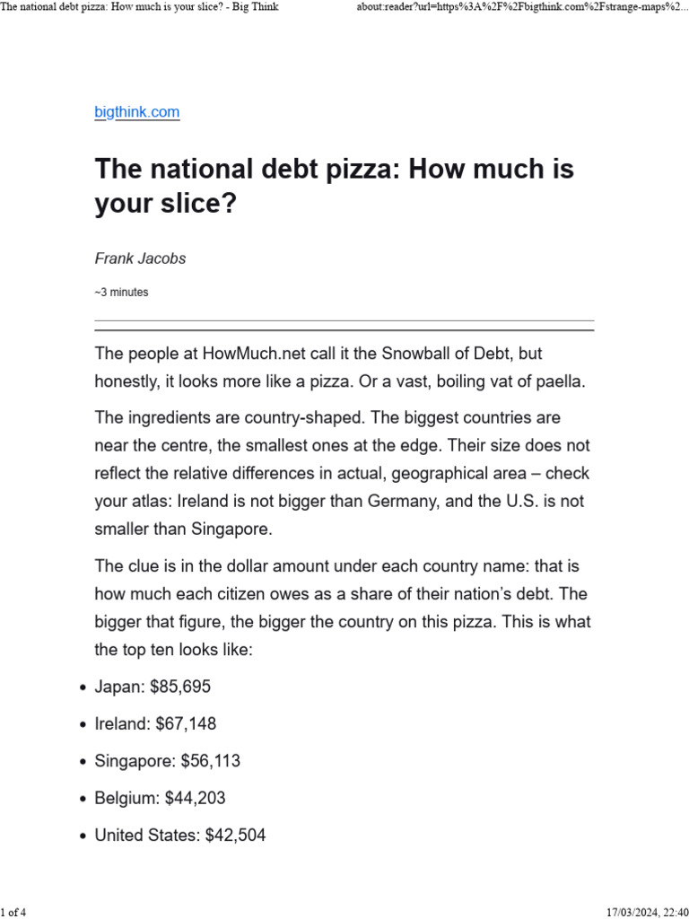 The National Debt Pizza How Much Is Your Slice - Big Think | PDF