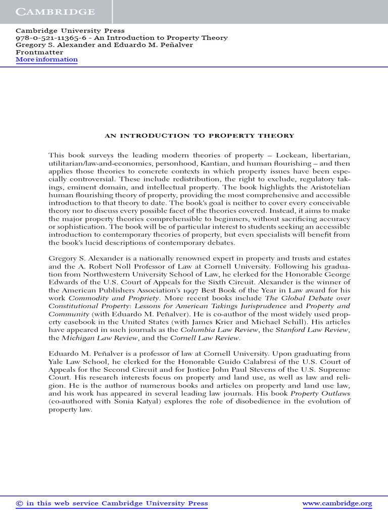 An Introduction To Property Theory 1okauwxp1g | PDF | Property | Law