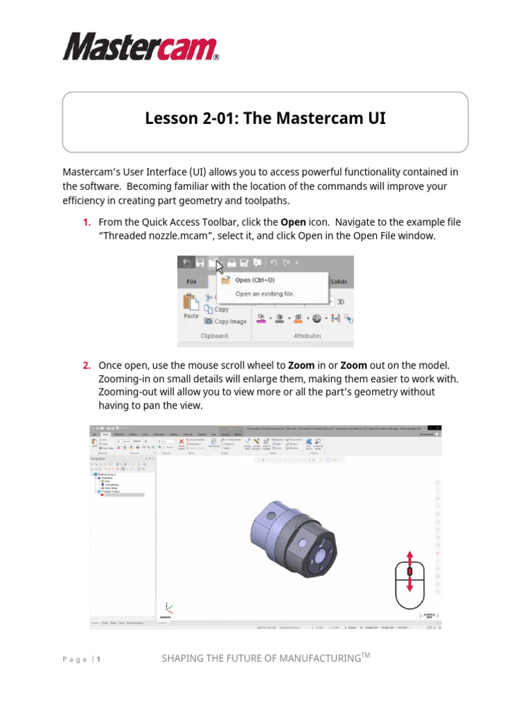 L2-01 - The Mastercam UI | PDF